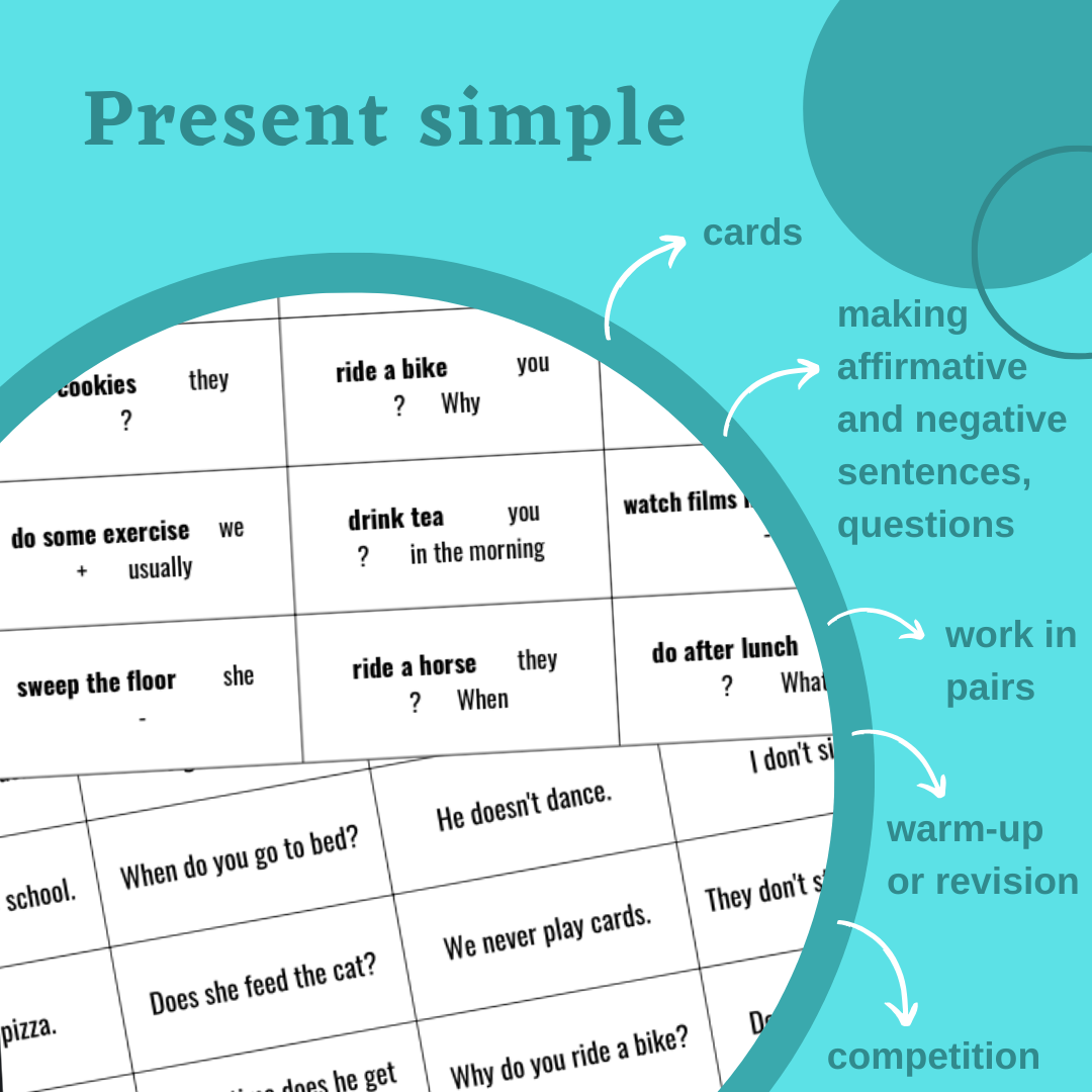 Present simple - cards (making sentences) - Anglický jazyk | UčiteléUčitelům.cz